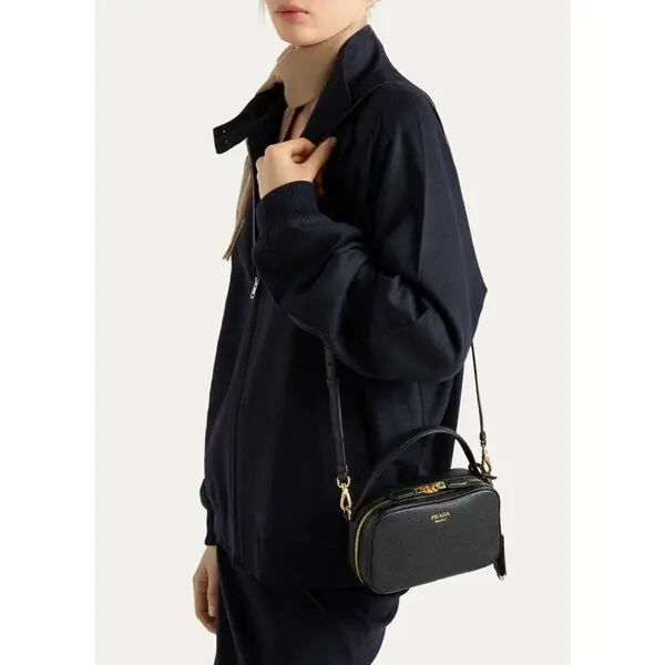 Prada Odette Mini Grain Leather Top-handle Bag