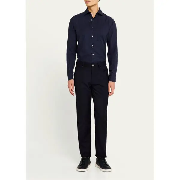 Zegna Cotton And Cashmere Check Casual Button-down Shirt