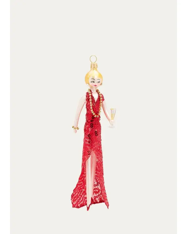 DE CARLINI Lady Sequined Glass Christmas Ornat