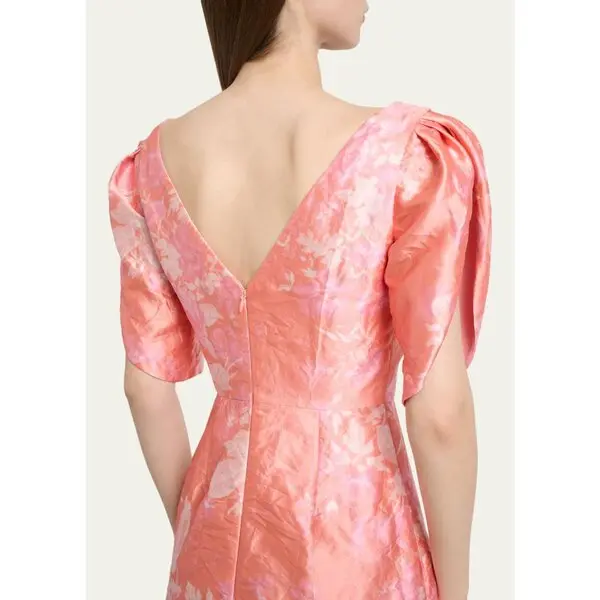 Erdem Floral-print Textured Satin Midi Dress