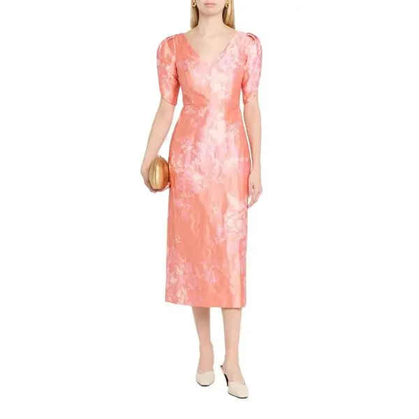 Erdem Floral-print Textured Satin Midi Dress