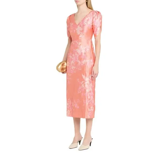 Erdem Floral-print Textured Satin Midi Dress