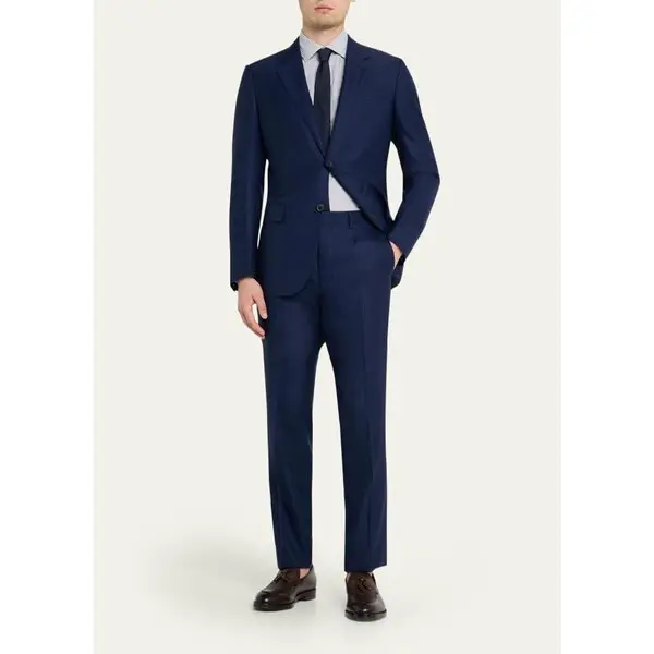 Zegna Cotton And Cashmere Pinstripe Modern-fit Sport Shirt - Blue