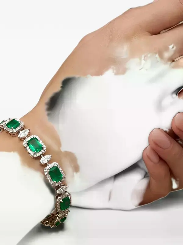 HYT JEWELRY Emerald And Diamond Bracelet - Silver