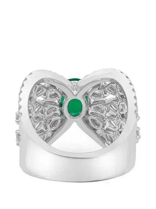 HYT JEWELRY Emerald And Diamond Ring - Silver