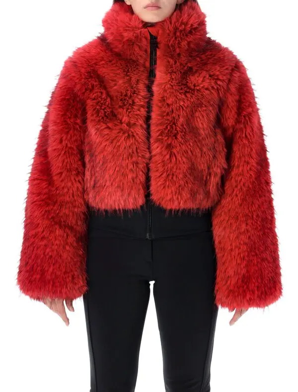 Goldbergh Cropped Faux Fur Jacket With Hood - Rosso