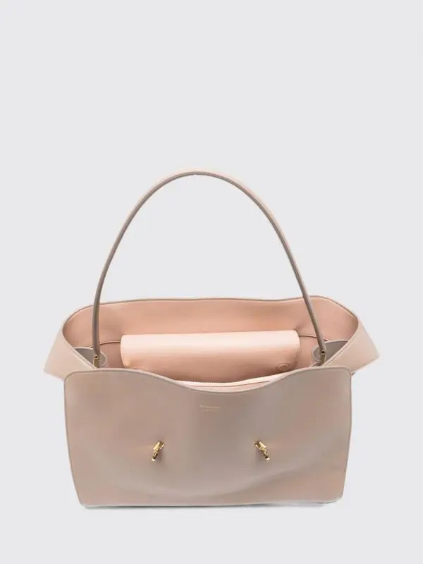 FERRAGAMO Hug Smooth Calfskin Leather Shoulder Bag With Laminated Logo