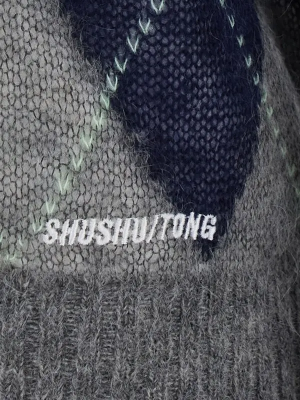 SHUSHU/TONG Argyle V-neck Wool And Mohair Jumper