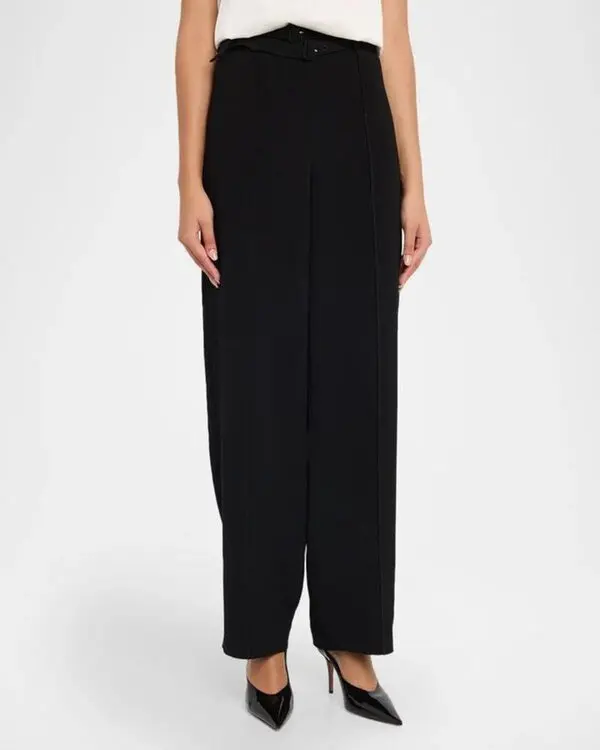 Cinq À Sept Maelor Double Belted Wide-leg Pants - Black