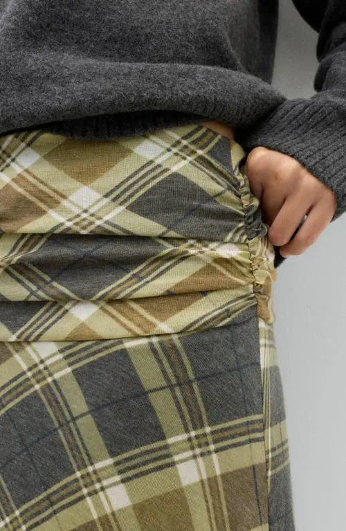 M&s Check Plaid Midi Skirt