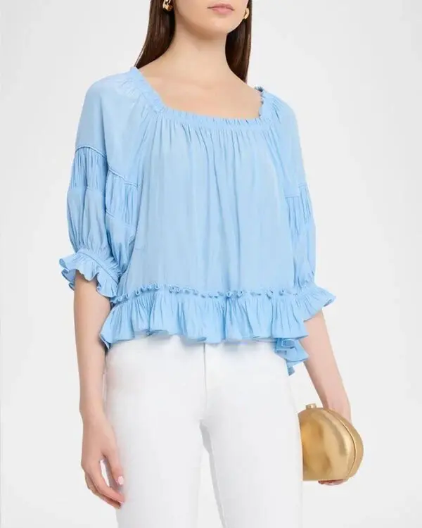 Ramy Brook Natasha Ruffled Blouse - Bazaar Blu