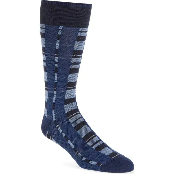 Bugatchi Cotton Blend Crew Socks - Navy