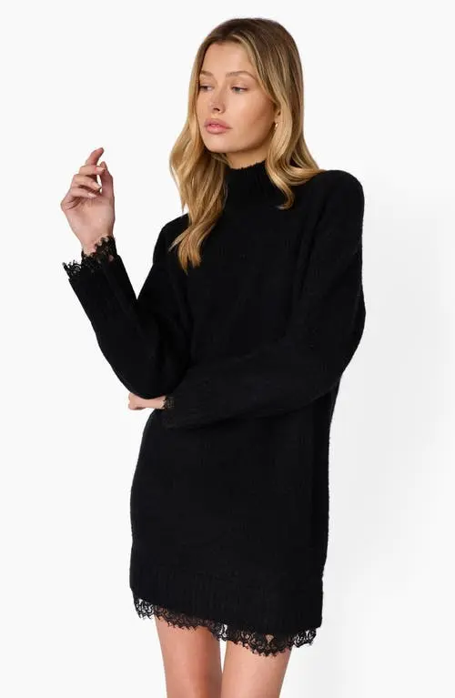 Cami Nyc Lynette Lace Trim Wool & Cashmere Turtleneck Dress