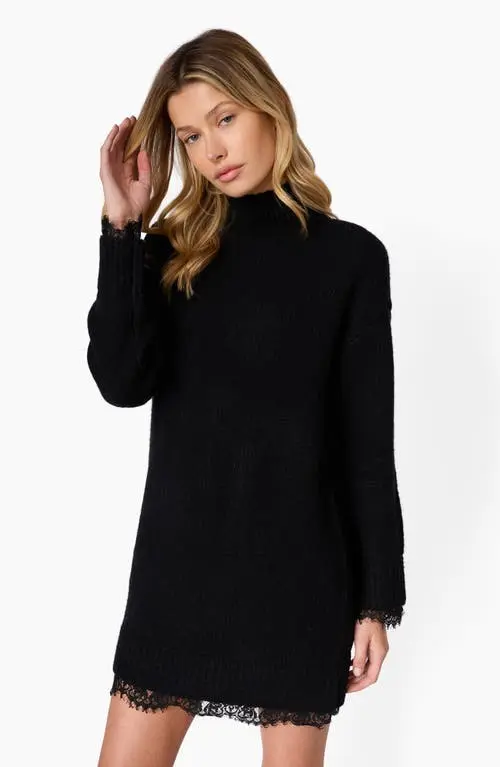 Cami Nyc Lynette Lace Trim Wool & Cashmere Turtleneck Dress