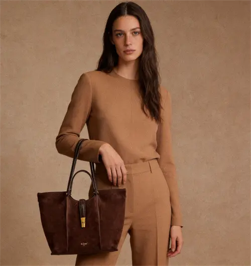 MI BOLSA LONDON Wharf Genuine Suede Leather Tote