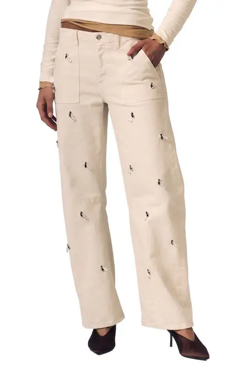 LE JEAN Jewel High Waist Straight Leg Utility Jeans
