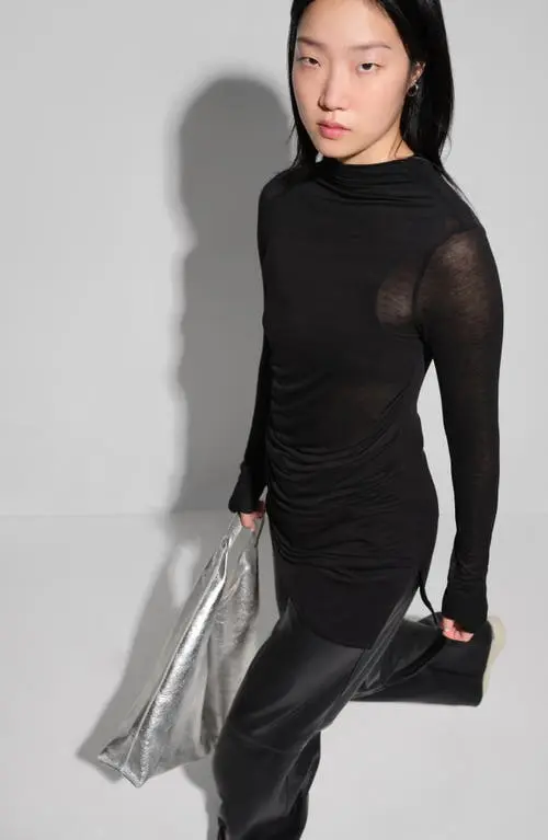 MARCELLA Arden Ruched Turtleneck Knit Top