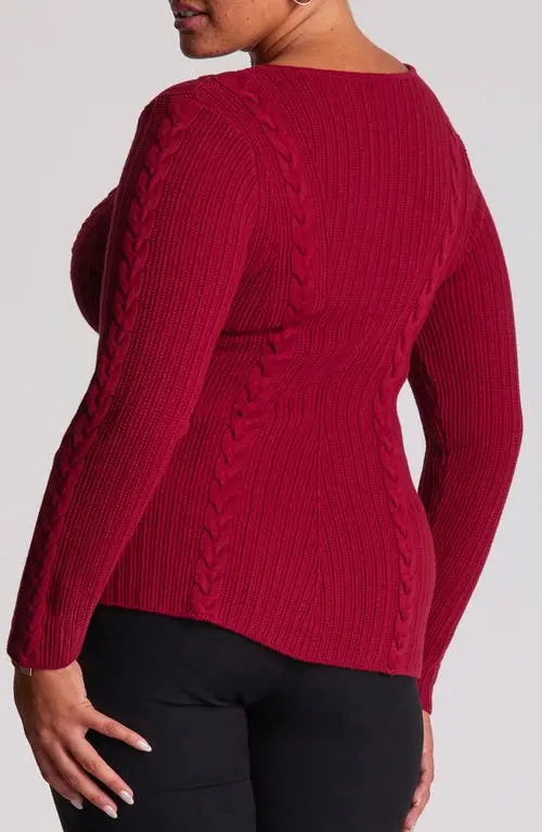 ESTELLE Eveline Peplum Cable Knit Sweater