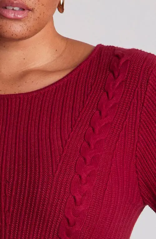 ESTELLE Eveline Peplum Cable Knit Sweater