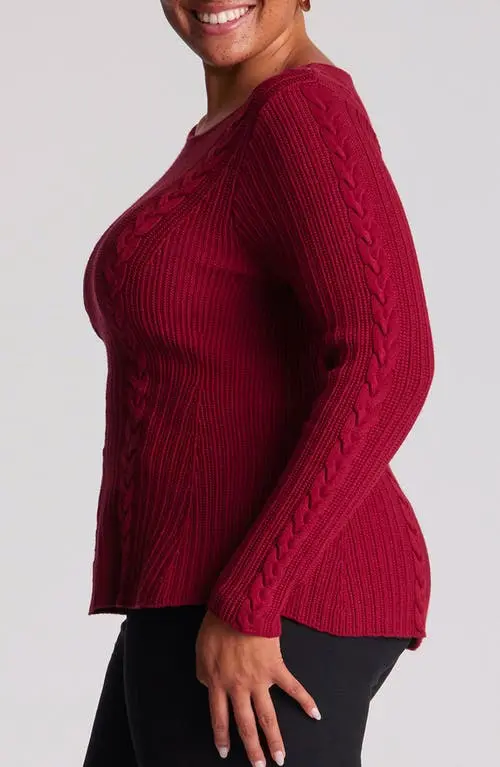 ESTELLE Eveline Peplum Cable Knit Sweater