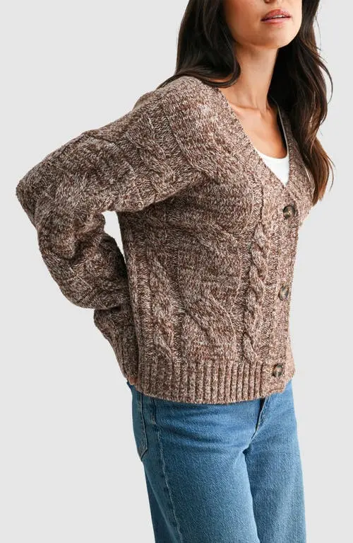 ALL IN FAVOR Chunky Marled Cable Knit Cardigan - Brown