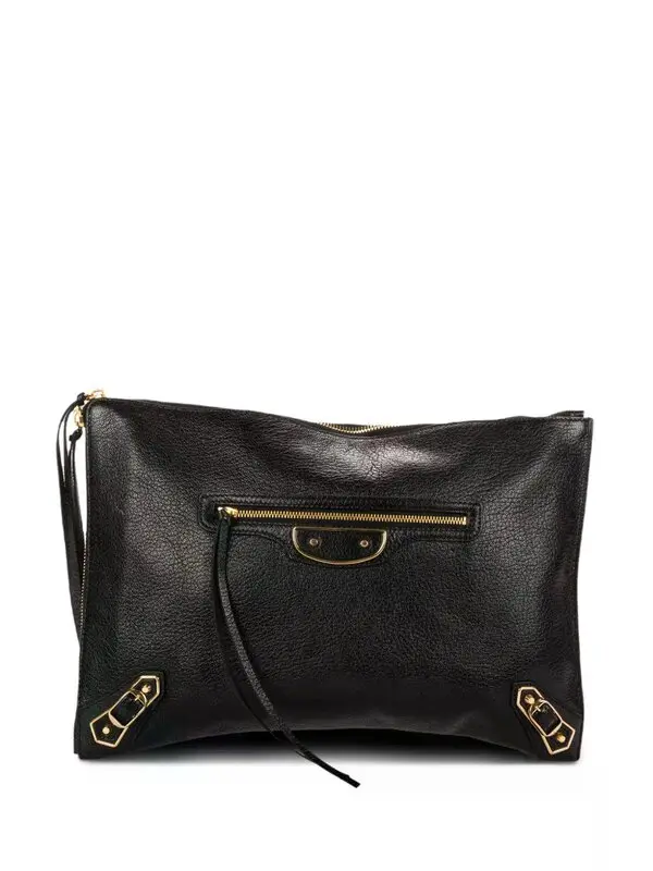 Balenciaga Metallic Edge Clutch Bag - Black