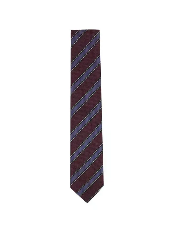 Brioni Diagonal-stripe Jacquard Tie - Red