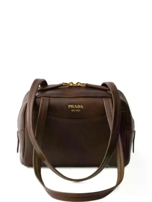 Prada Carry Antiqued Leather Top-handle Mini-bag - Brown