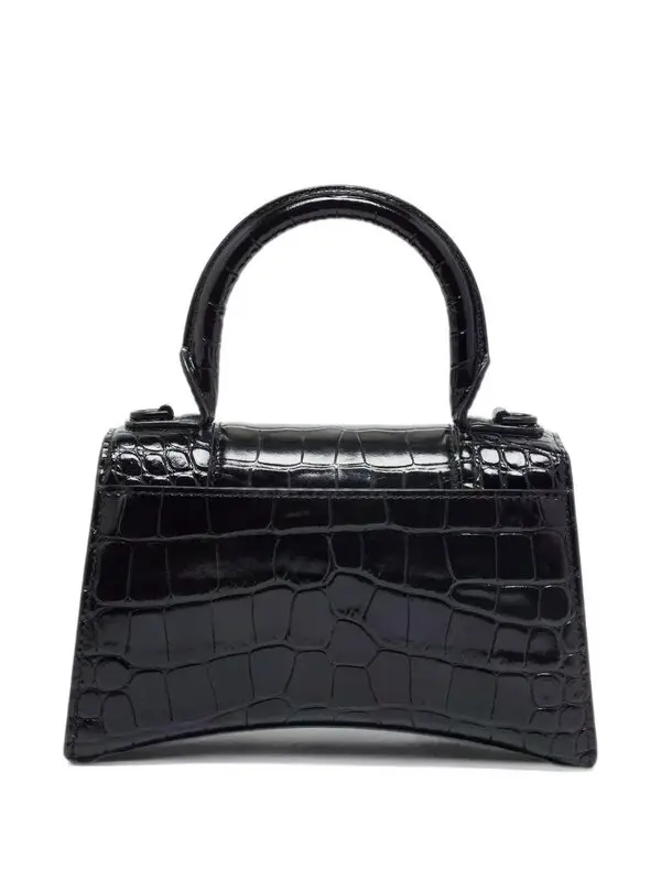 Balenciaga Xs Hourglass Croc-embossed Tote Bag