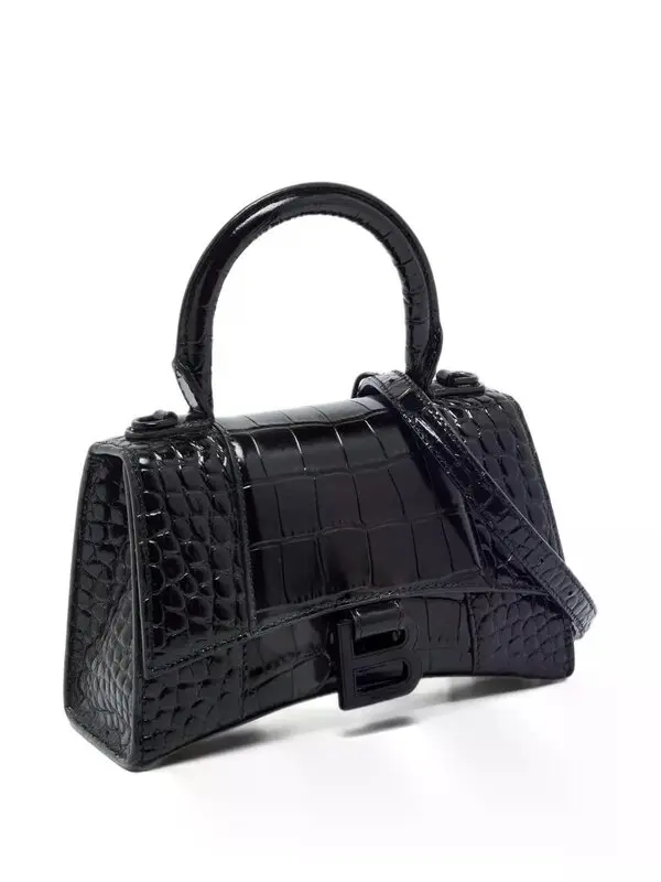 Balenciaga Xs Hourglass Croc-embossed Tote Bag