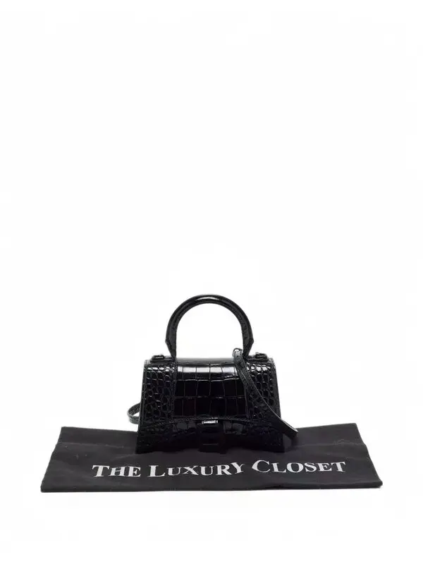 Balenciaga Xs Hourglass Croc-embossed Tote Bag