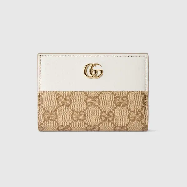 Gucci Gg Marmont Bi-fold Wallet Original Gg Fabric - Beige