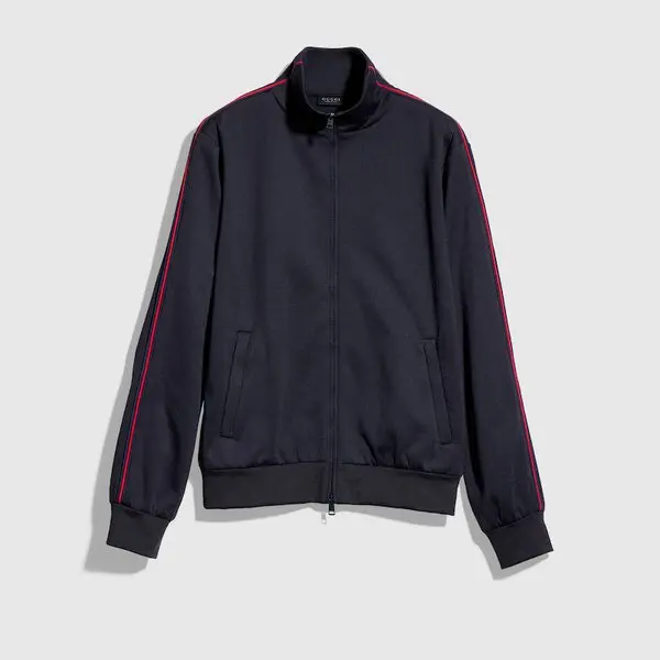 Gucci Shiny Technical Jersey Zip Jacket - Blue