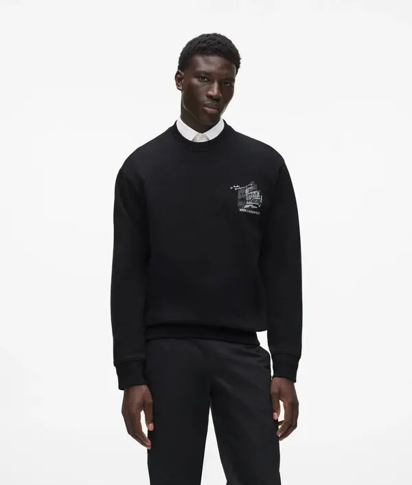 Karl Lagerfeld Sketches Of Rome Sweatshirt - Black
