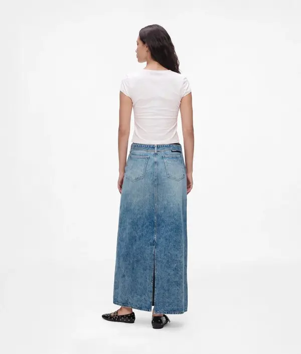 Karl Lagerfeld Denim Belted Maxi Skirt
