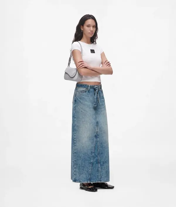 Karl Lagerfeld Denim Belted Maxi Skirt