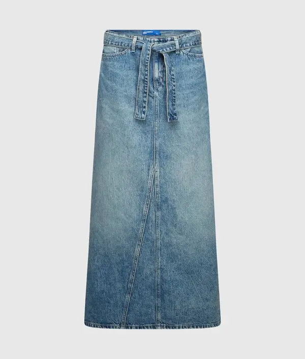 Karl Lagerfeld Denim Belted Maxi Skirt