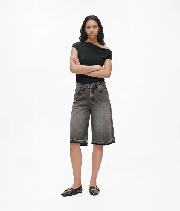 Karl Lagerfeld Relaxed Denim Shorts - Visual Washed Black