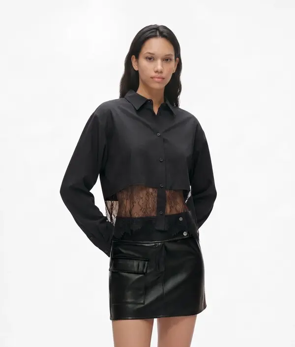 Karl Lagerfeld Lace Trim Shirt - Black