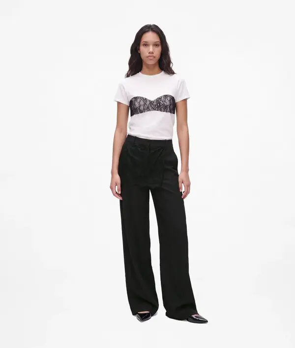 Karl Lagerfeld Lace-layered Pants - Black