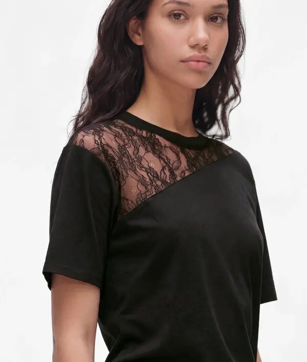 Karl Lagerfeld Lace Panel T-shirt