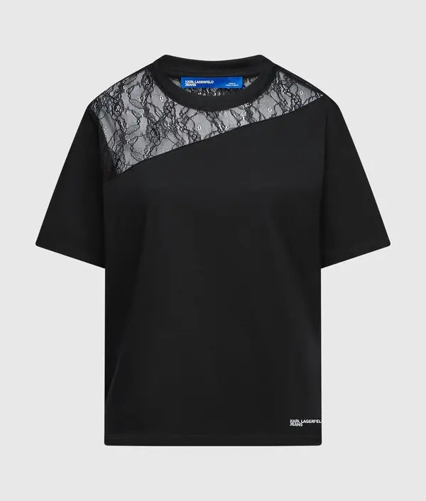 Karl Lagerfeld Lace Panel T-shirt