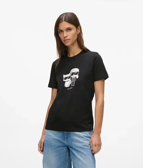 Karl Lagerfeld Ikon Karl And Choupette Sketch T-shirt - Black