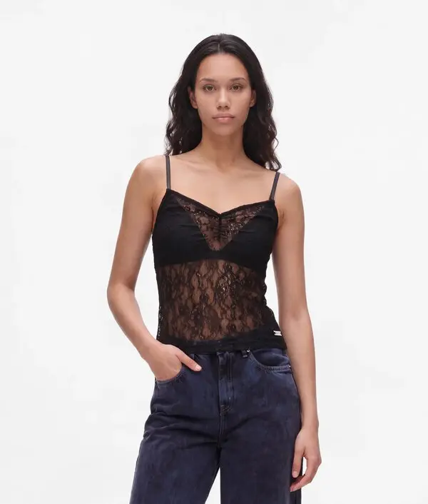 Karl Lagerfeld Lace Camisole Top - Black