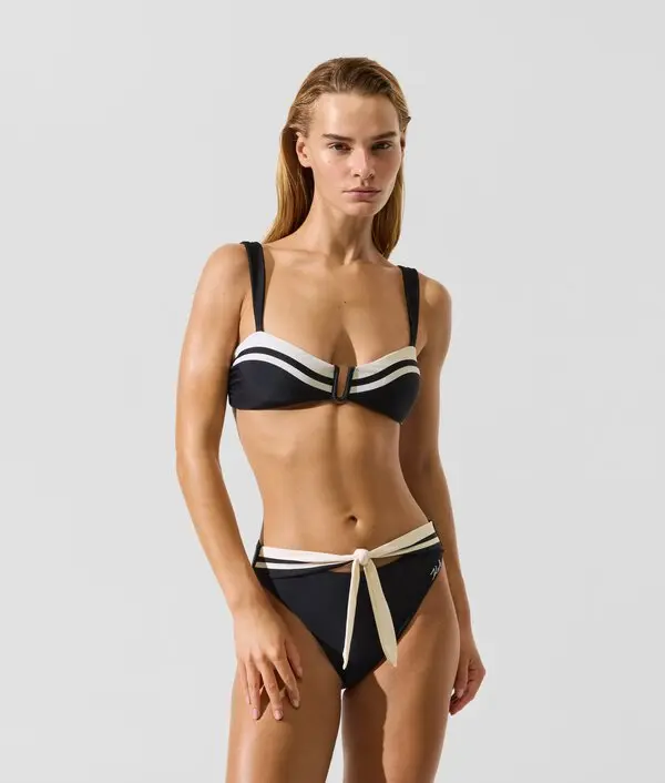 Karl Lagerfeld Contrast Trim Bikini Top - Black