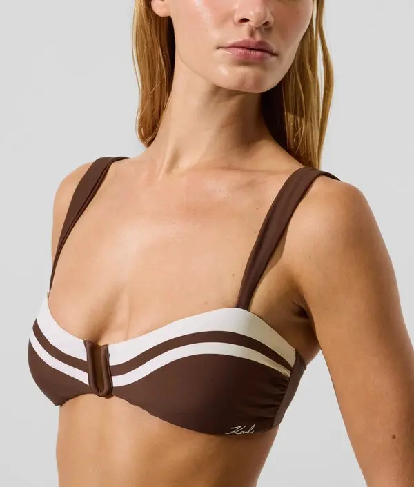 Karl Lagerfeld Contrast Trim Bikini Top - Chestnut