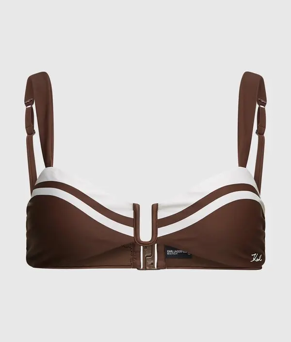 Karl Lagerfeld Contrast Trim Bikini Top - Chestnut