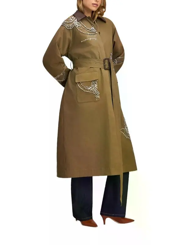 Cinq À Sept Almina Crystal-embellished Belted Coat - Neutrals