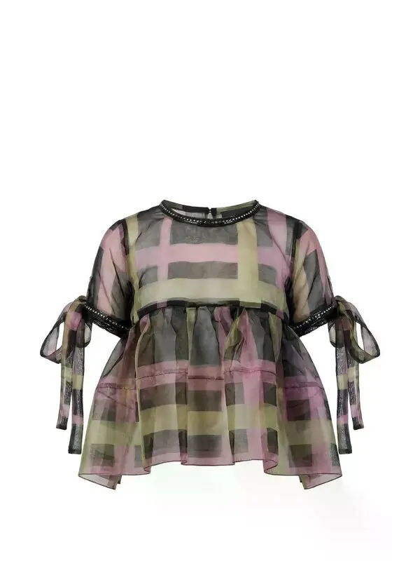 PAPER DOLLS Plaid-print Organza Blouse