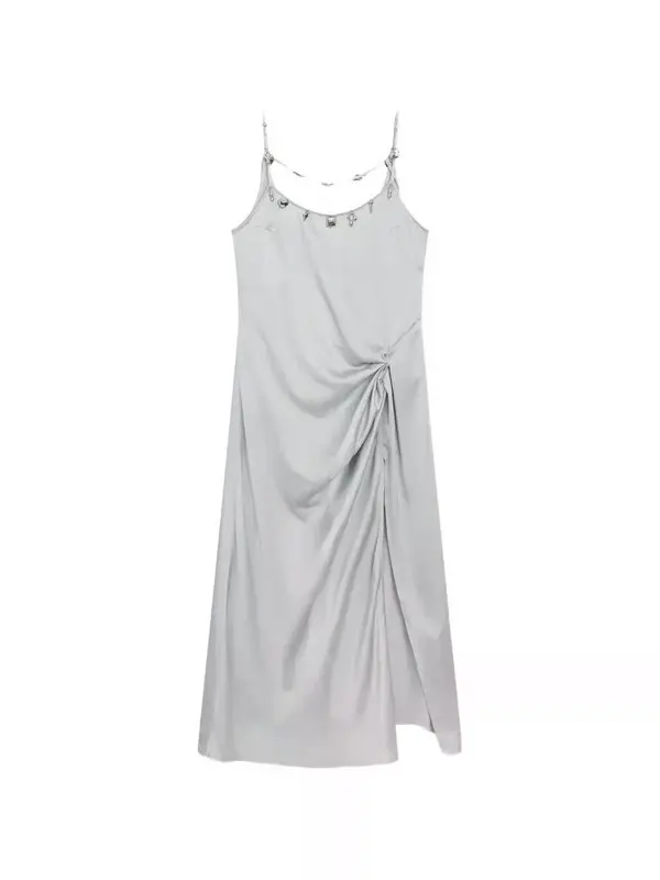 PRIVATE POLICY Charm-embellished Slip Midi Dress - Silver